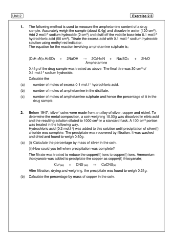 CfE Advanced Higher Chemistry Notes on Units 1 and 2 and homework ...