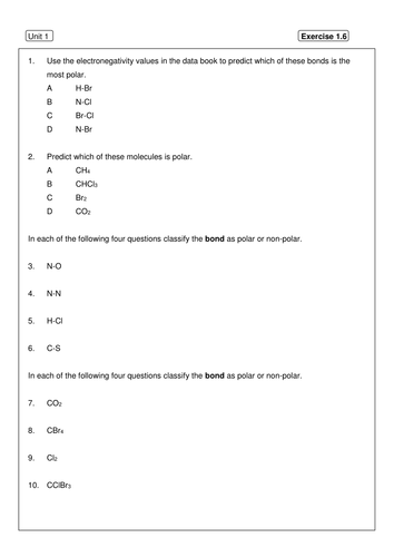 CfE Advanced Higher Chemistry Notes on Units 1 and 2 and homework ...