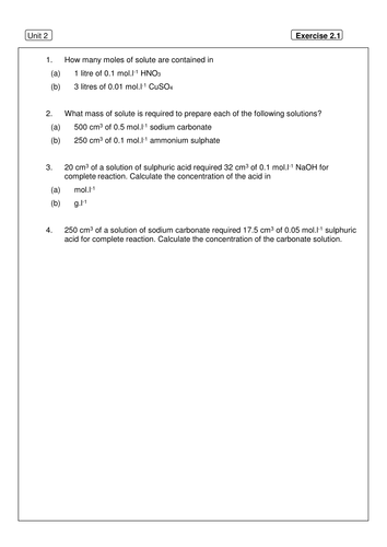 CfE Advanced Higher Chemistry Notes on Units 1 and 2 and homework ...