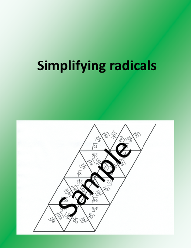 SIMPLIFYING RADICALS - math tarsia activity | Teaching Resources SIMPLIFYING RADICALS - math tarsia activity | Teaching Resources