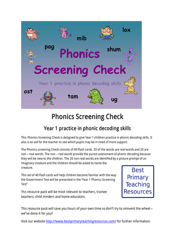 Phonics Screening Check - practice in phonic decoding skills by ...