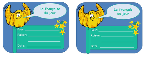 Reward card - French pupil of the day | Teaching Resources
