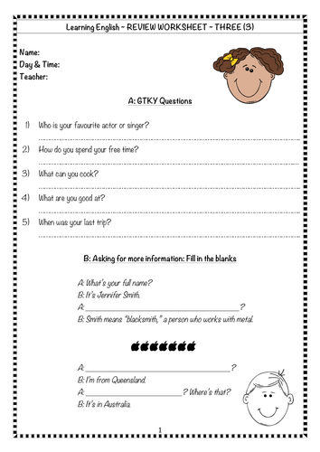 4 Fun & Useful ESL Packets (Worksheets) | Teaching Resources
