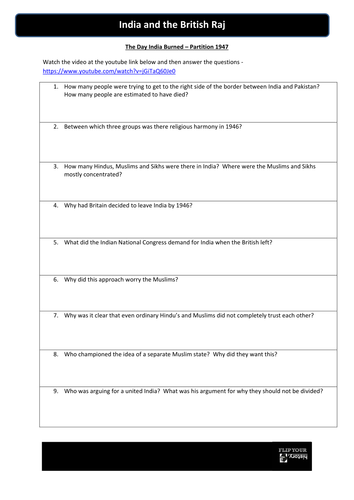 The Day India Burned - Partition 1947 - Flippedlearning WS and video ...