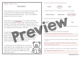 Reading Comprehension Arctic Animals | Teaching Resources