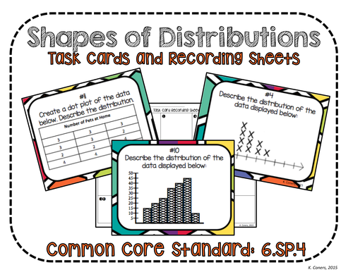 Shapes of Distributions Task Cards and Recording Sheets, CCSS: 6.SP.2 ...