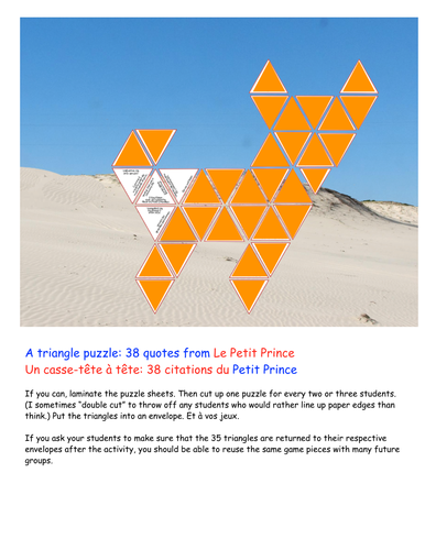 38 citations du Petit Prince (a triangle puzzle) | Teaching Resources