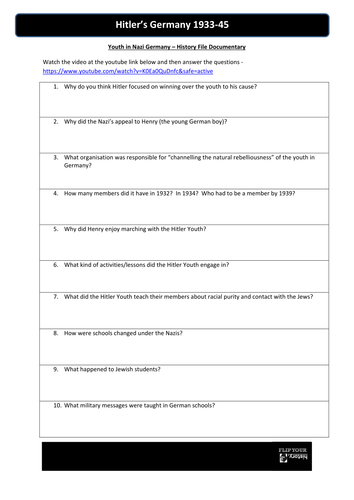 Youth in Nazi Germany - flippedlearning WS and YouTube video link ...