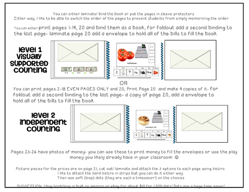 MONEY: I Can Buy...Bakery Dollar Up Adapted Book Autism | Teaching ...