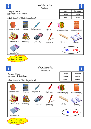 ¡Listos! 1.1.2 'En la mochila' | Teaching Resources
