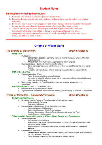 Origins of World War II: Interactive Revision Activities | Teaching ...