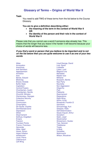 Origins of World War II: Interactive Revision Activities | Teaching ...