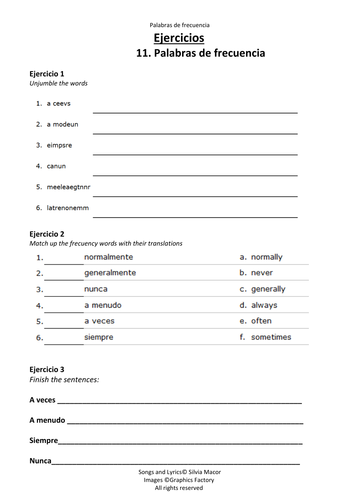 Palabras de frecuencia (Song about frequency words in Spanish ...