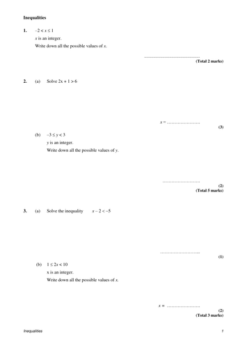 Inequalities. Math Grade 6 Activities, quiz, worksheet and more ...