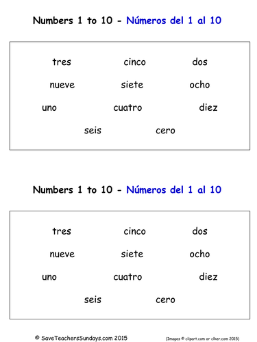 Spanish Numbers 1 to 10 Worksheets and Activities | Teaching Resources