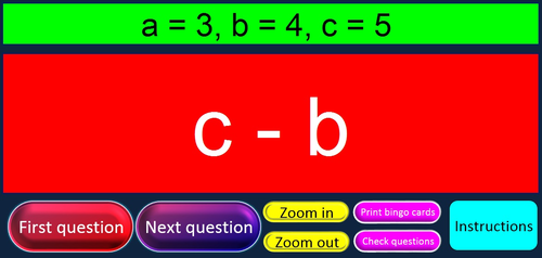 Substitution bingo | Teaching Resources