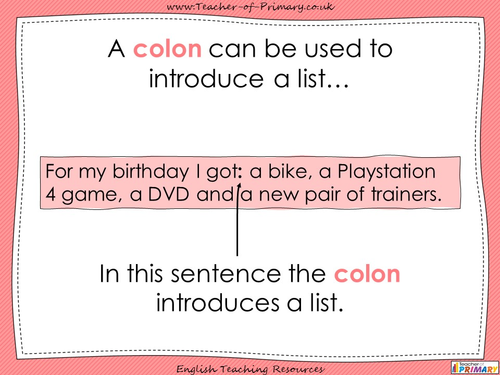 Colons and Semi-Colons - Year 5 and 6 | Teaching Resources