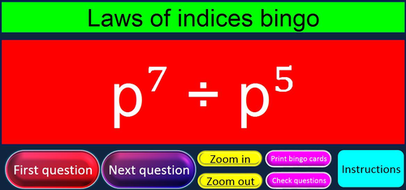 Indices bingo | Teaching Resources