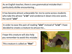 The Alot Creature | Teaching Resources