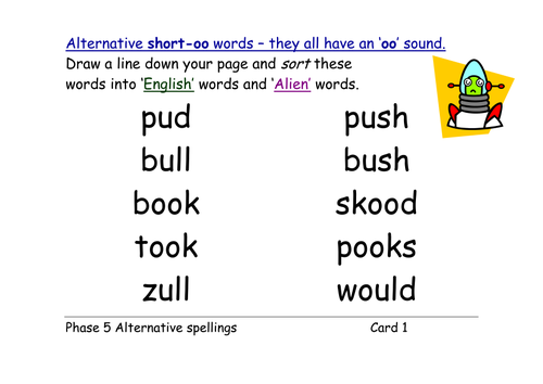 Phase 5 alternative spellings for the short 'oo' phoneme [put, could ...