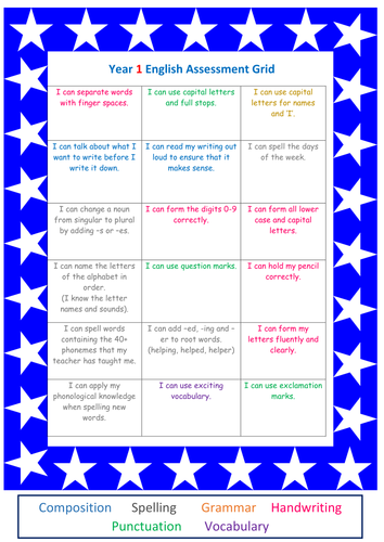 Year 1 Reading assessment bookmark and writing grid NEW CURRICULUM ...