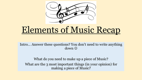 Elements of Music Recap Powepoint | Teaching Resources