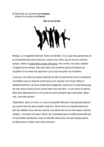 French IGCSE Module 1 - Self, Family and Friends - vocab, translations ...