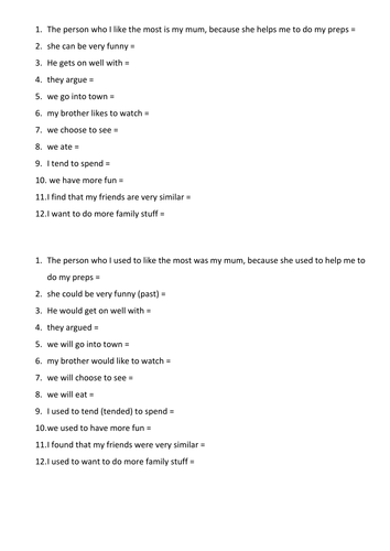 French IGCSE Module 1 - Self, Family and Friends - vocab, translations ...