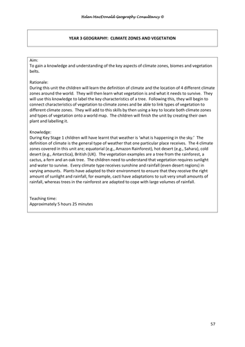 Key Stage 2 Geography: Climate Zones and Vegetation Unit of Work 100% ...