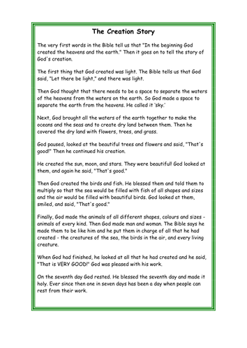 The Creation Story Resource Pack | Teaching Resources