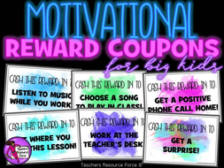 Behaviour Management: Motivational Rewards Coupons | Teaching Resources