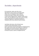The Soldier by Rupert Brooke | World War One Literature | Teaching ...