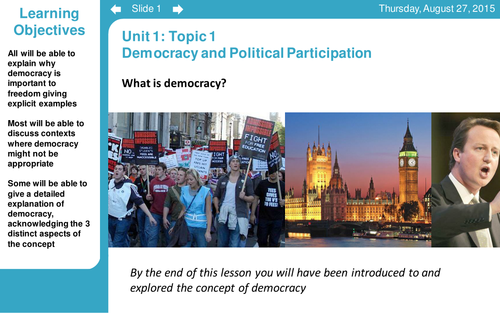 BUNDLE * Government and Politics AS (Edexcel) Unit 1 Democracy and ...