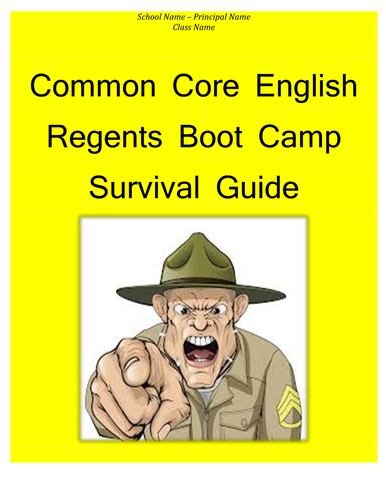 Common Core English Regents Survival Guide | Teaching Resources