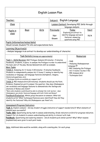 Analysing Shakespearean Language (R&J) | Teaching Resources