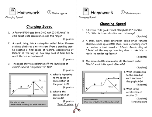 Changing Speed Acceleration | Teaching Resources
