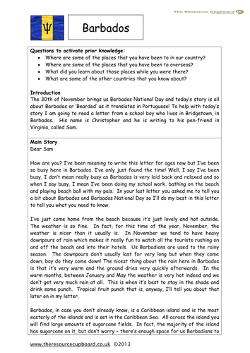 Grades 5/6 Geography Pack: Barbados | Teaching Resources
