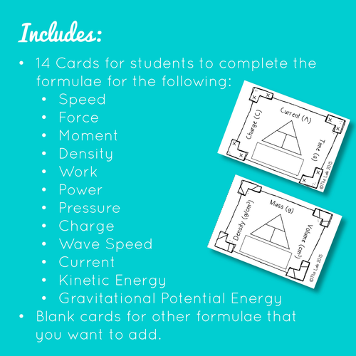 Physics Formula Cards | Teaching Resources