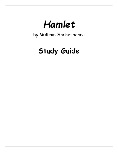 SQA Higher / WJEC GCSE English Literature Shakespeare's Hamlet ...