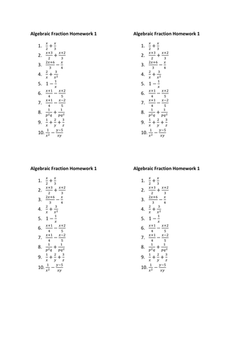 Algebraic Fractions (Year 8) | Teaching Resources