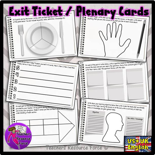 Exit Ticket / Plenary Cards to measure progress by ...