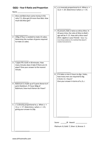 Missing Number Ratio Problems Resources | Tes