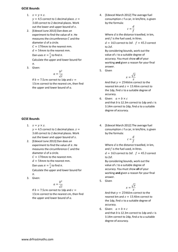 Bounds of Error Calculations Resources | Tes Bounds of Error Calculations Resources | Tes