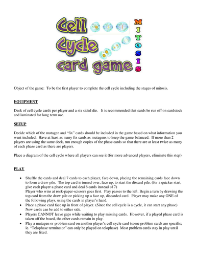 Cell Cycle Mitosis card game | Teaching Resources