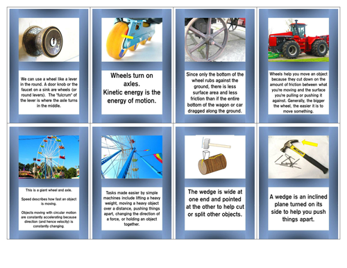 Simple Machine card game, bulletin board and graphic organizers ...