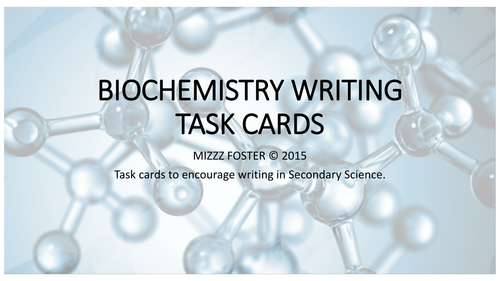 Biomolecule Biochemistry Writing Task Cards | Teaching Resources
