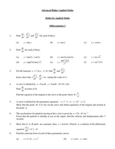 Advanced Applied Higher Mathematics worksheets x11, unit 1 summary ...