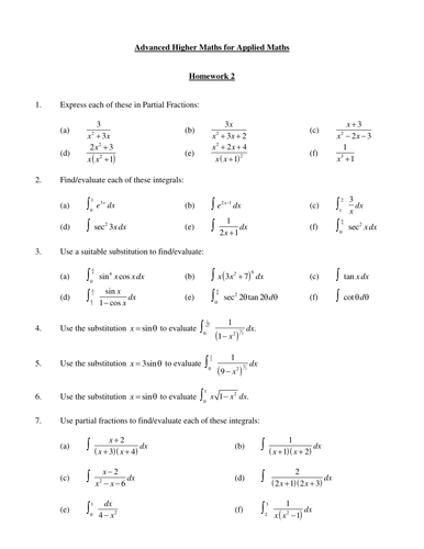 Advanced Applied Higher Mathematics worksheets x11, unit 1 summary ...