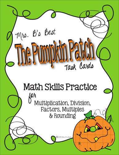 The Pumpkin Patch Task Cards - Math Skills Practice, Set 1 | Teaching ...