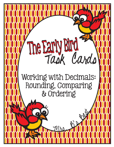 The Early Bird Task Cards for Decimals: Rounding, Comparing and ...